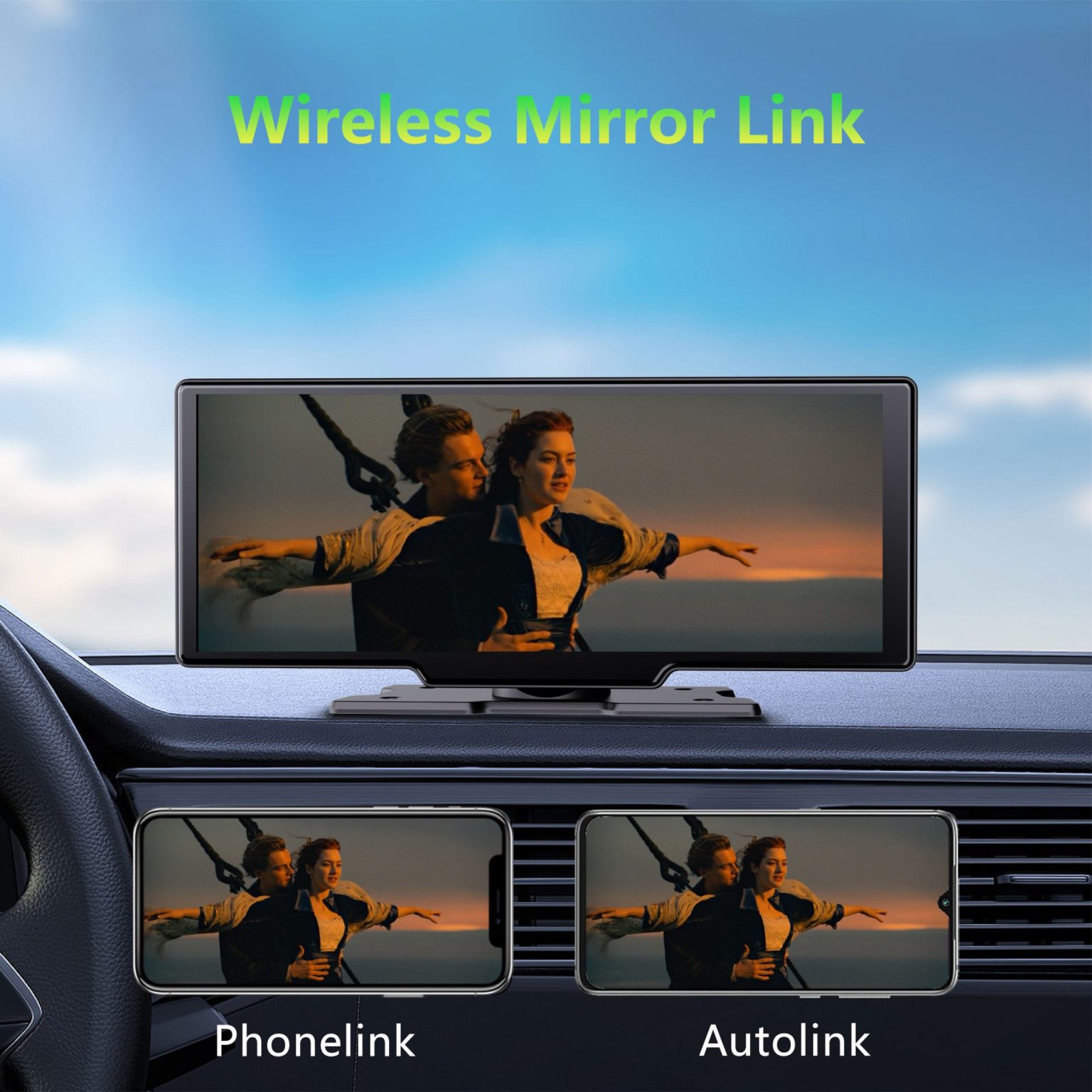 10” Portable CarPlay & Android Auto Touchscreen Unit With 2.5K Dashcam ...